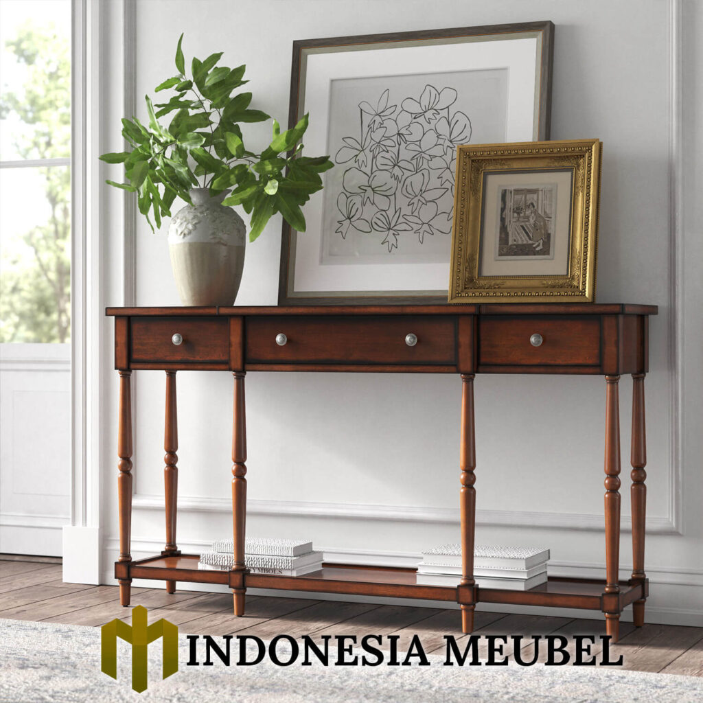 Meja Konsol Minimalis Jati Klasik Dark Brown Natural IM-0096