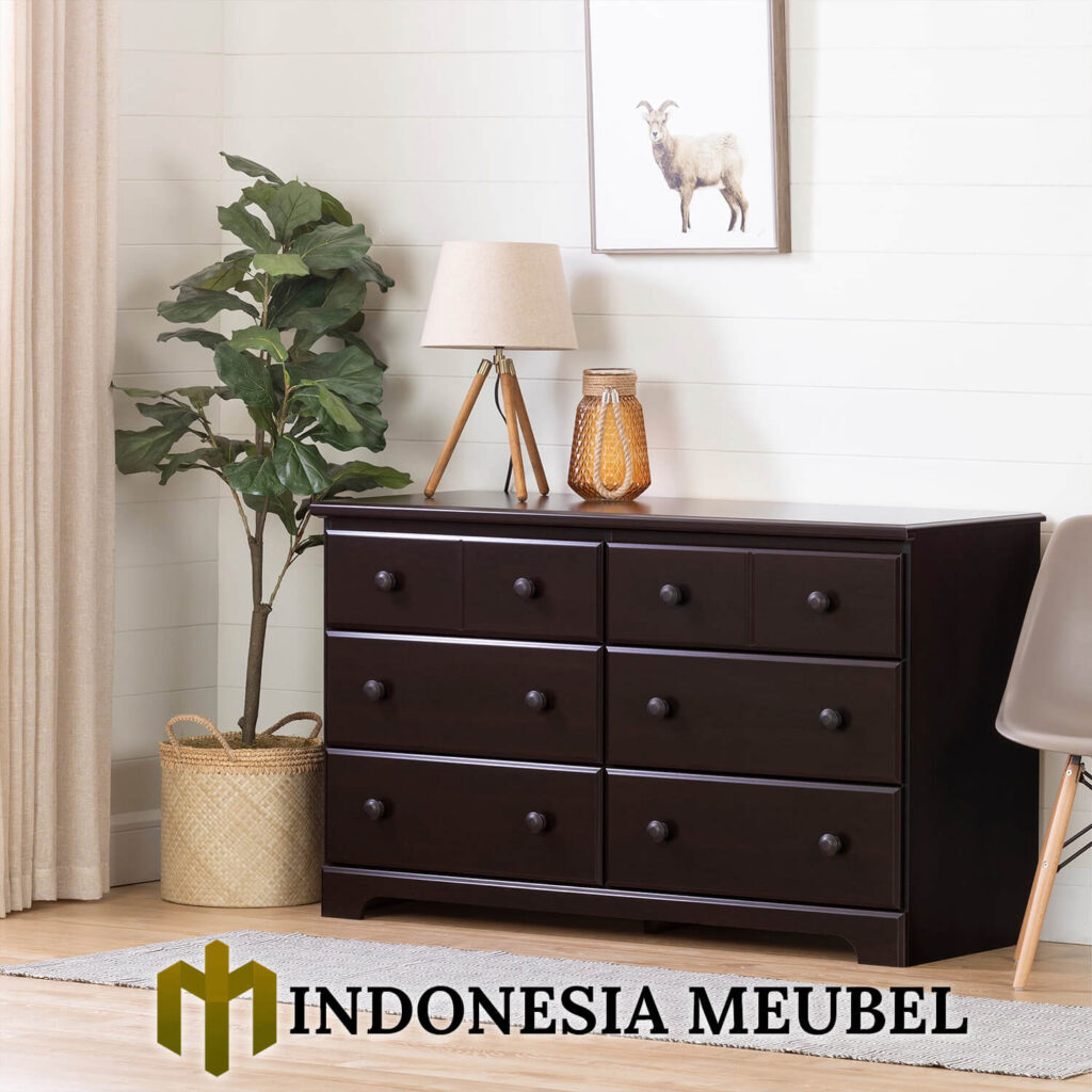 Meja Drawer Minimalis Terbaru Simple Dark Natural IM-0227
