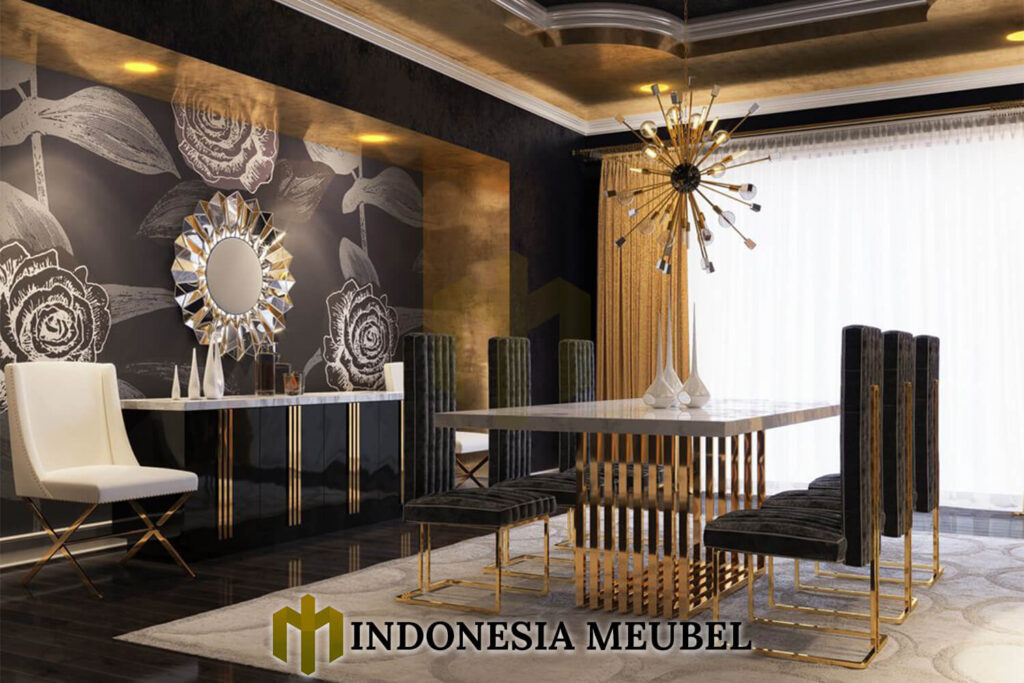 Meja Makan Minimalis Stainless Top Marmer Special Eid IM-811